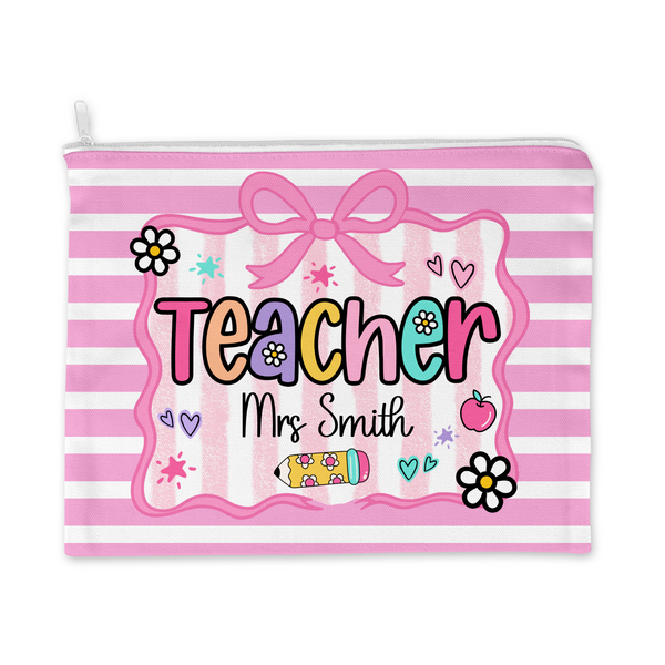 Pink Bow Teacher Pencil Case – Be Personalised Gifts
